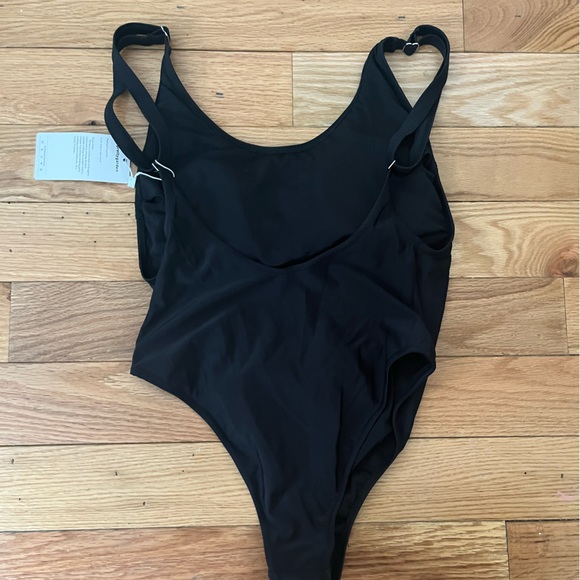 Swim | Black One Piece Swimsuit High Cut Open Back | Poshmark